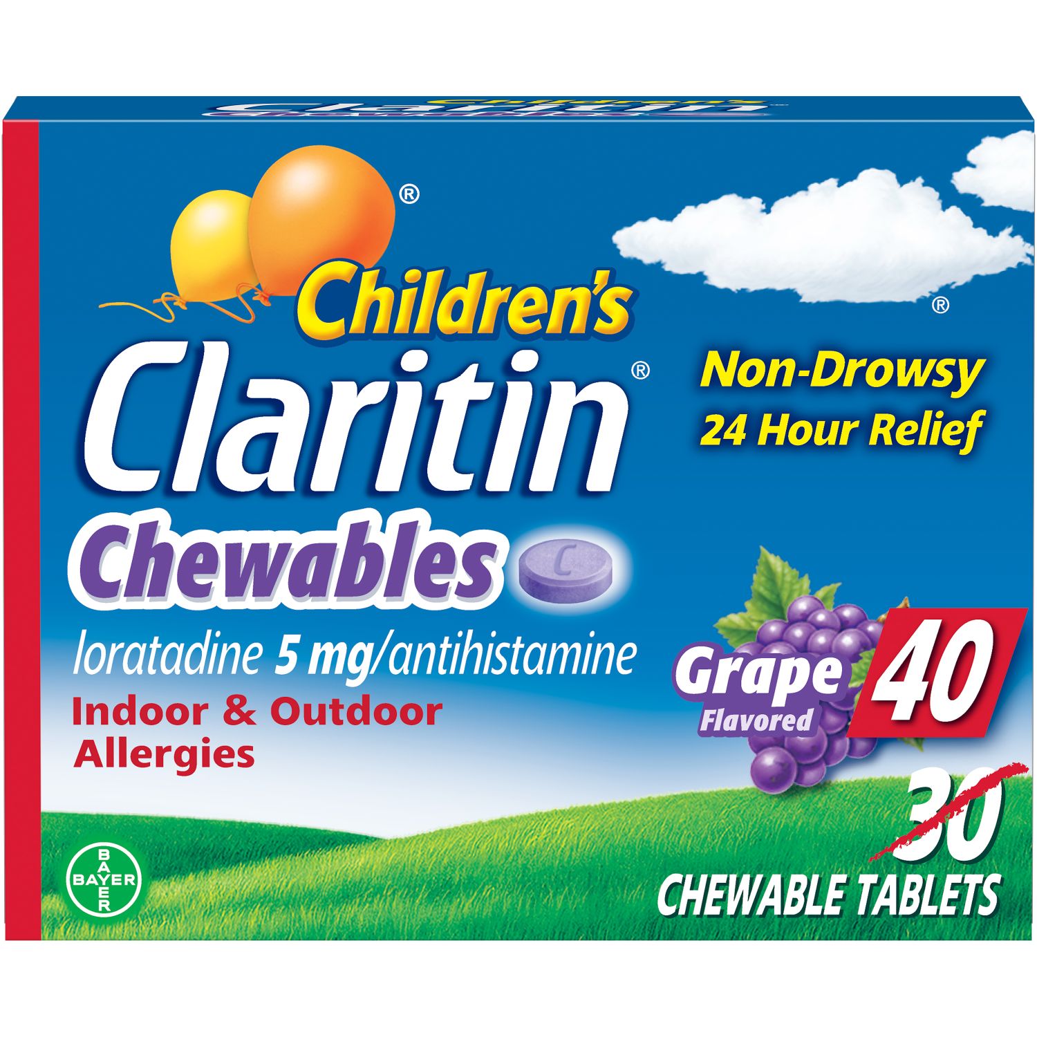 Claritin 24 Hour Non-Drowsy Allergy Relief Tablets,10 mg, 20 Ct ...
