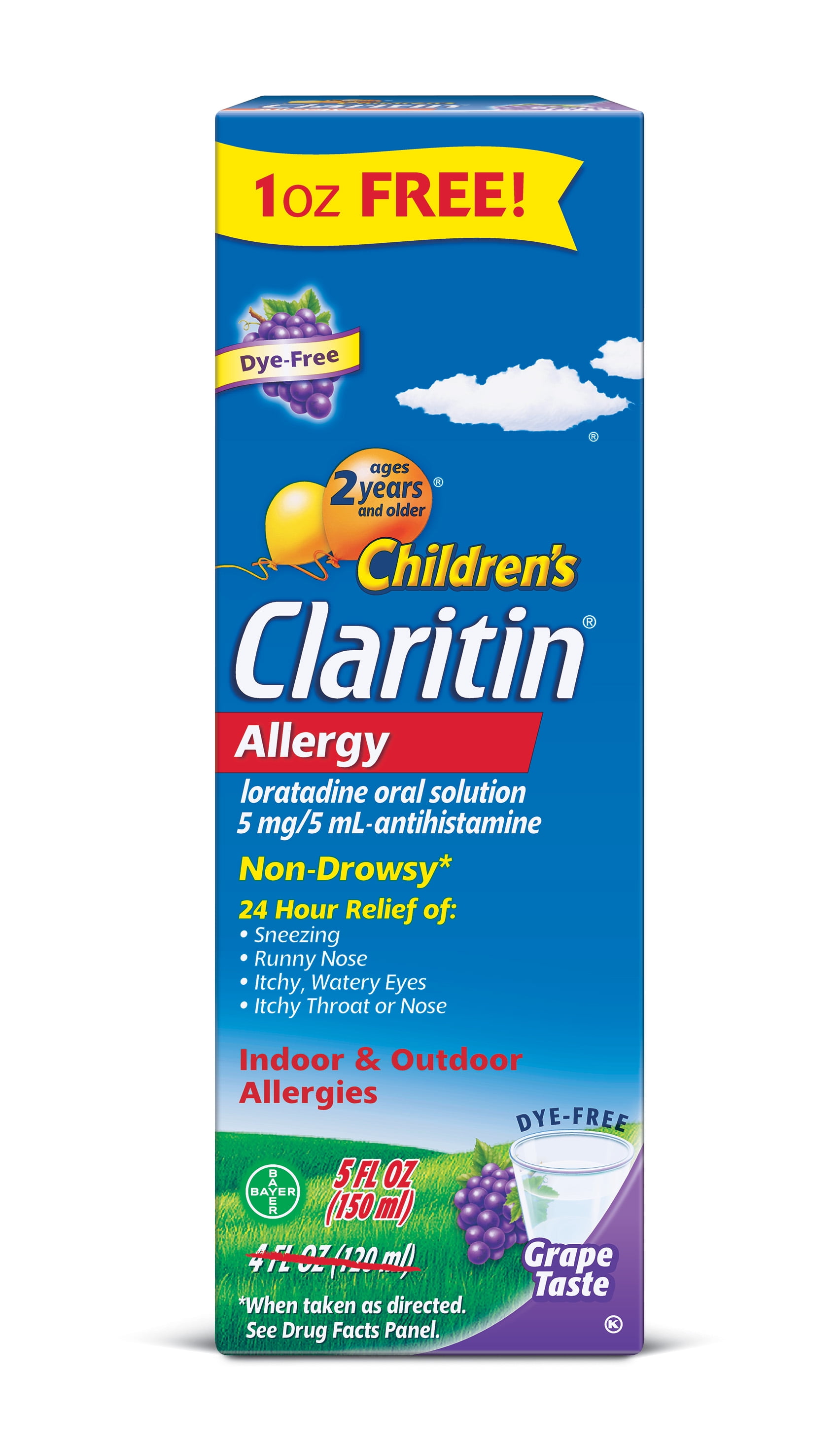 Children's Claritin 24 Hour Non-Drowsy Allergy Relief Grape Syrup, 5 Fl ...