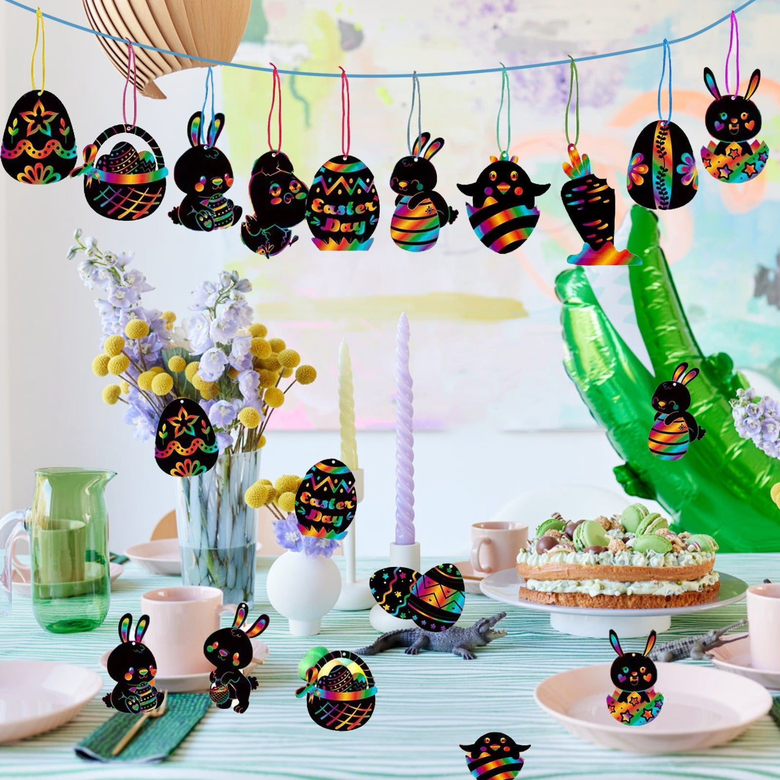 Children's Colorful Scrape Painting Eggs Set With Alien & Decorative ...