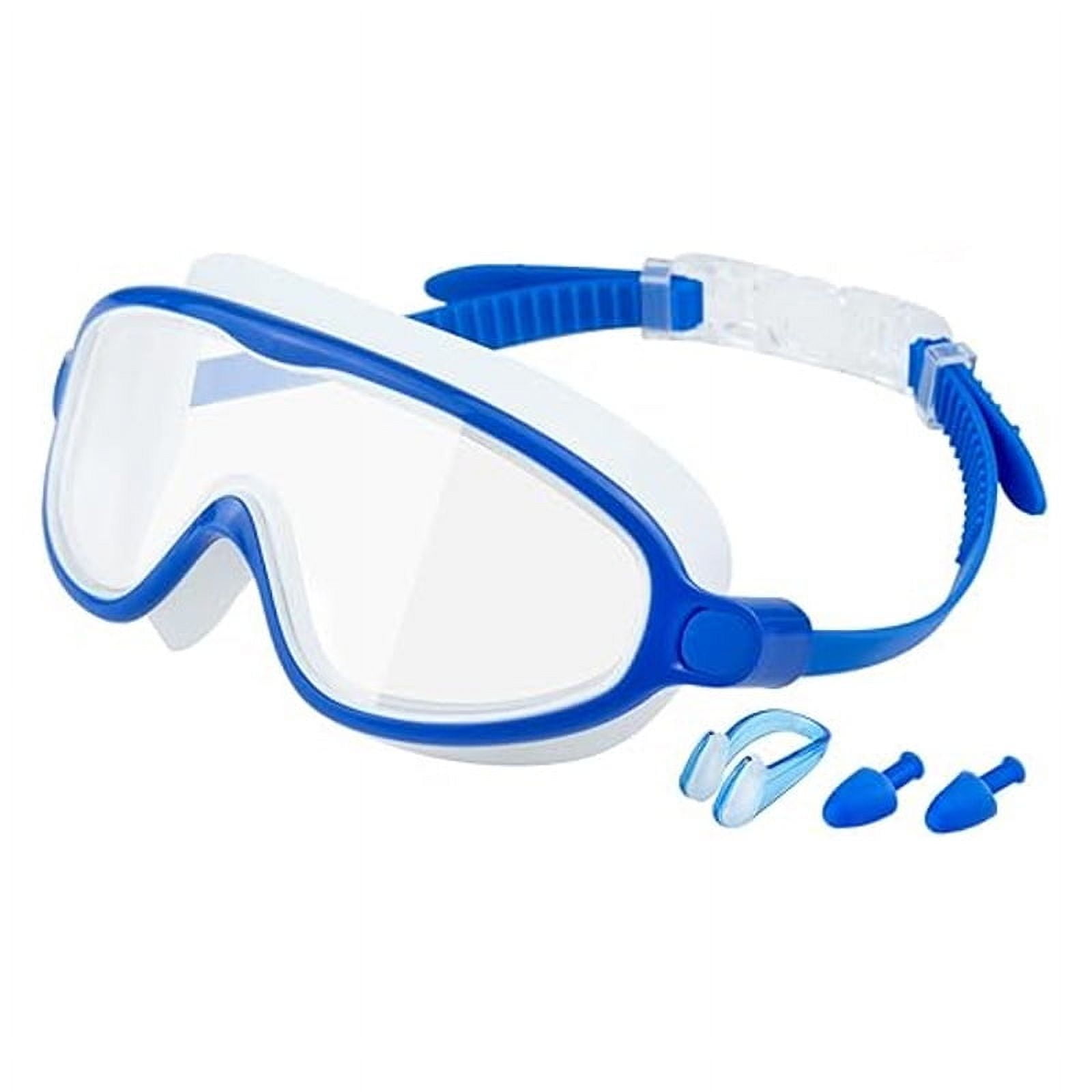 Children's Comfort Fit White Blue Swimming Goggles UV Protection ...