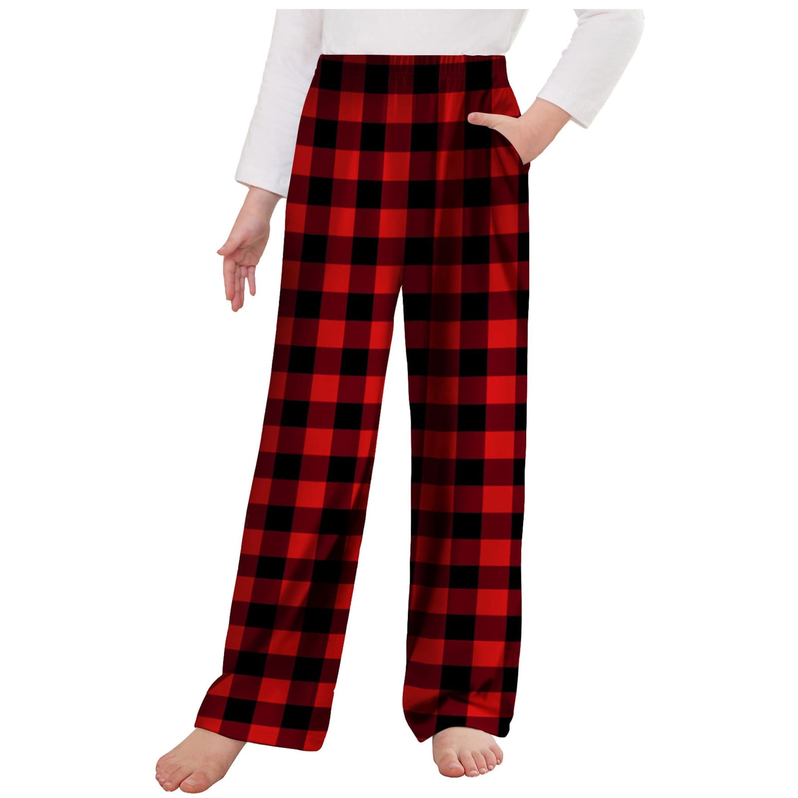 Children's Cotton Sweatpants for Boys and Girls Loose Straight Plaid ...