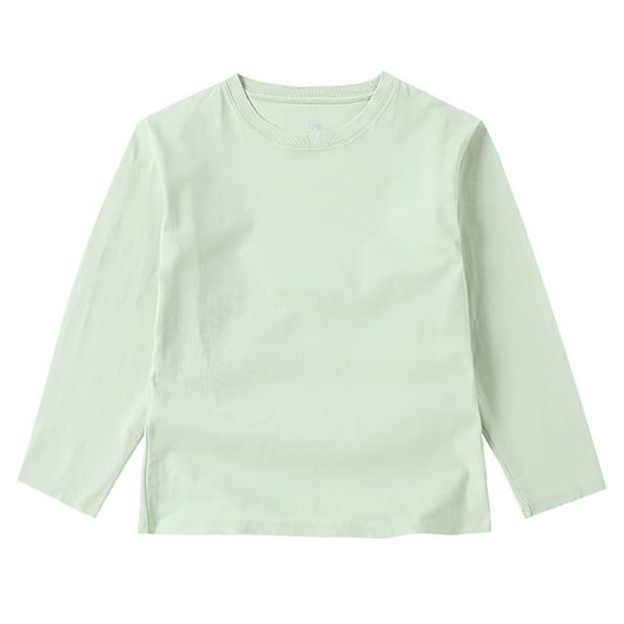 Children's Cotton Tees Tops Boys Girls Crewneck Solid Long Sleeve T ...