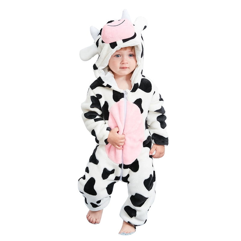 Children's Cow Sleepwear Plush One Piece Animal Clothing Baby Clothing ...