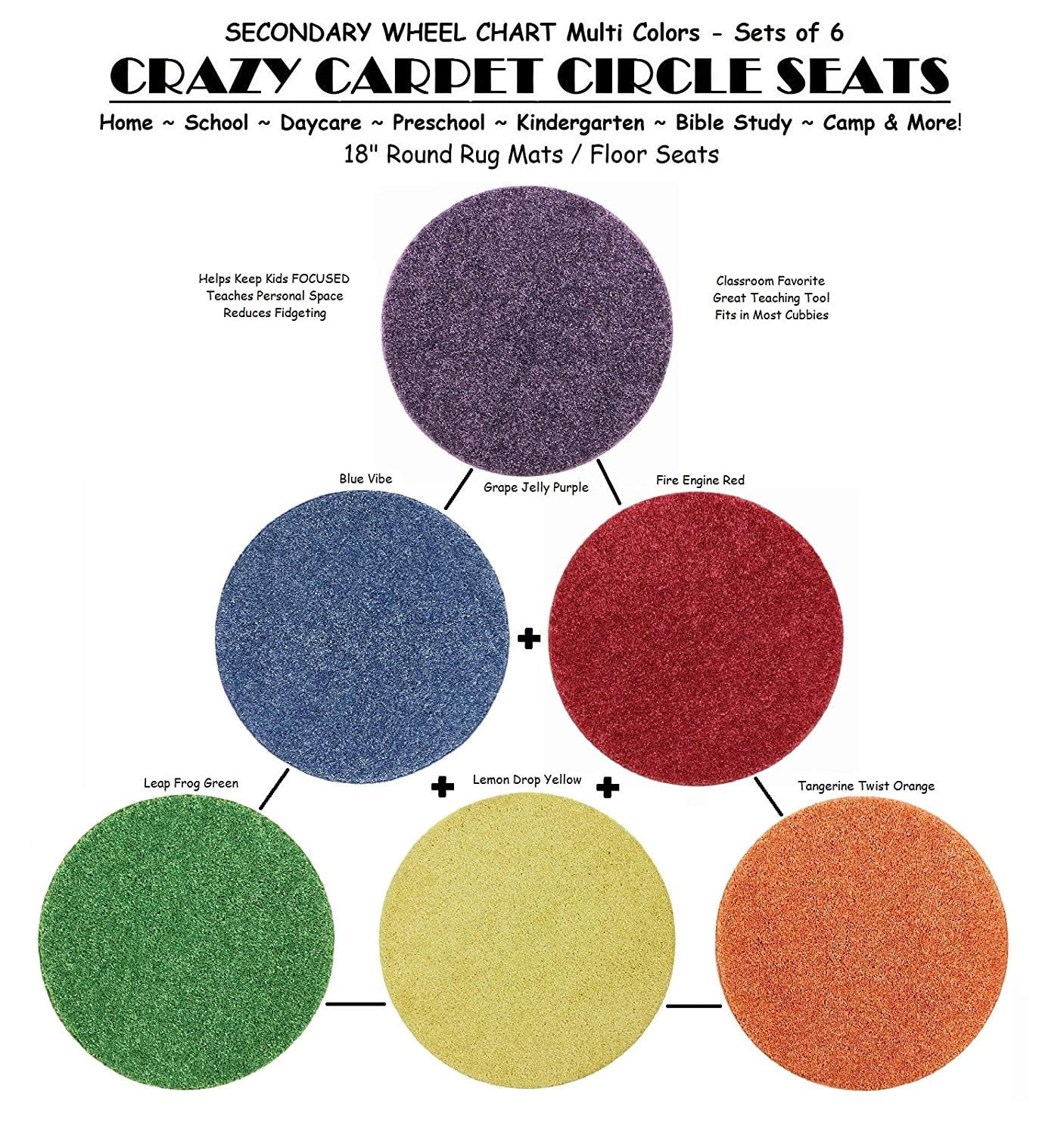 Children's Crazy Carpet Circle Seats Secondary Wheel Chart Multi Color ...