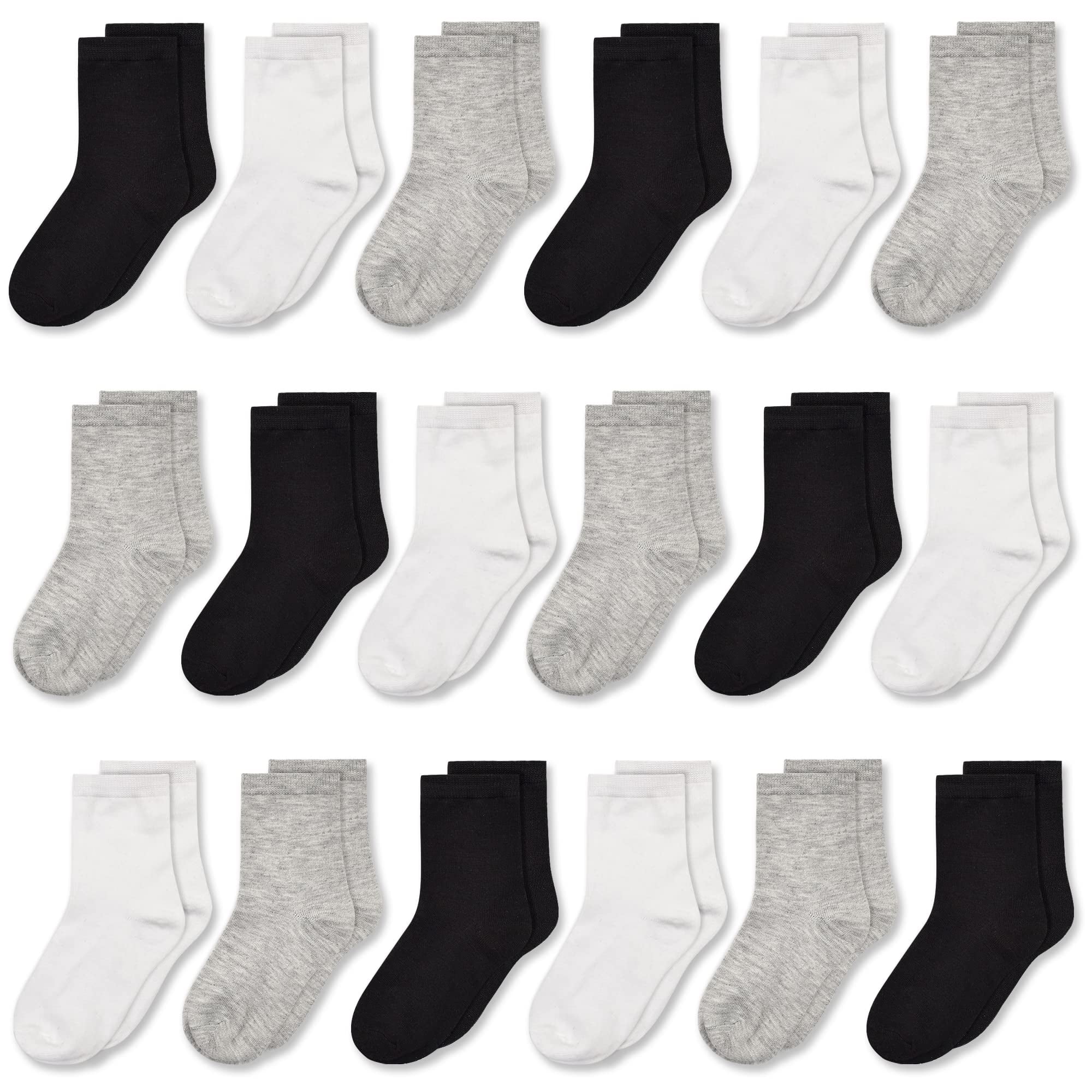 ELUTONG Children's Crew Socks, 18 Pairs, Comfortable Breathable Mid ...
