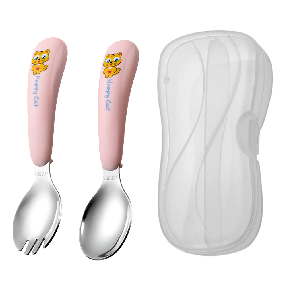 Children's Curved Fork and Spoon Set, Right Handed Children's Cutlery ...