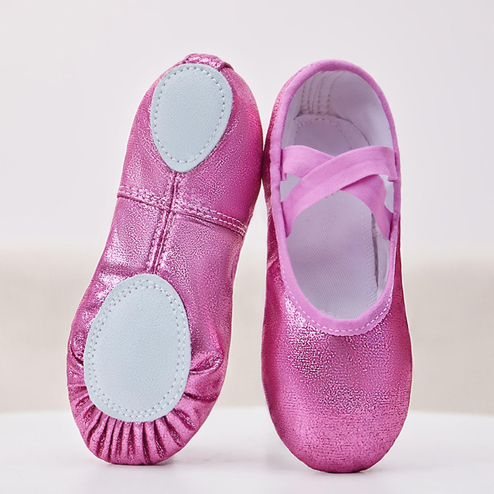 Children's Dance Shoes Solid Color Shiny Surface Rabbit Tie Soft Sole ...