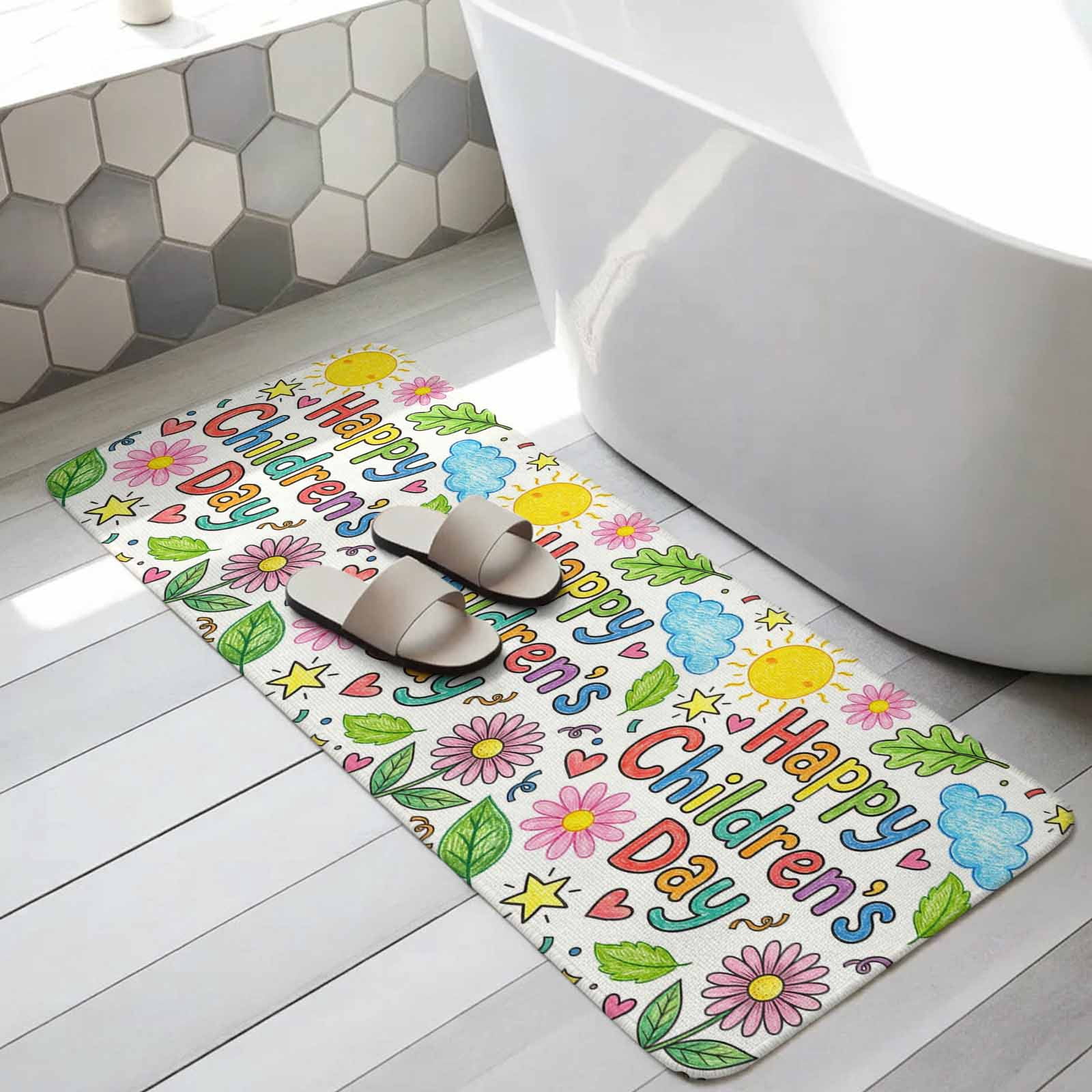 Children's Day Bathroom Runner Rugs Non Slip Washable Absorbent Narrow ...