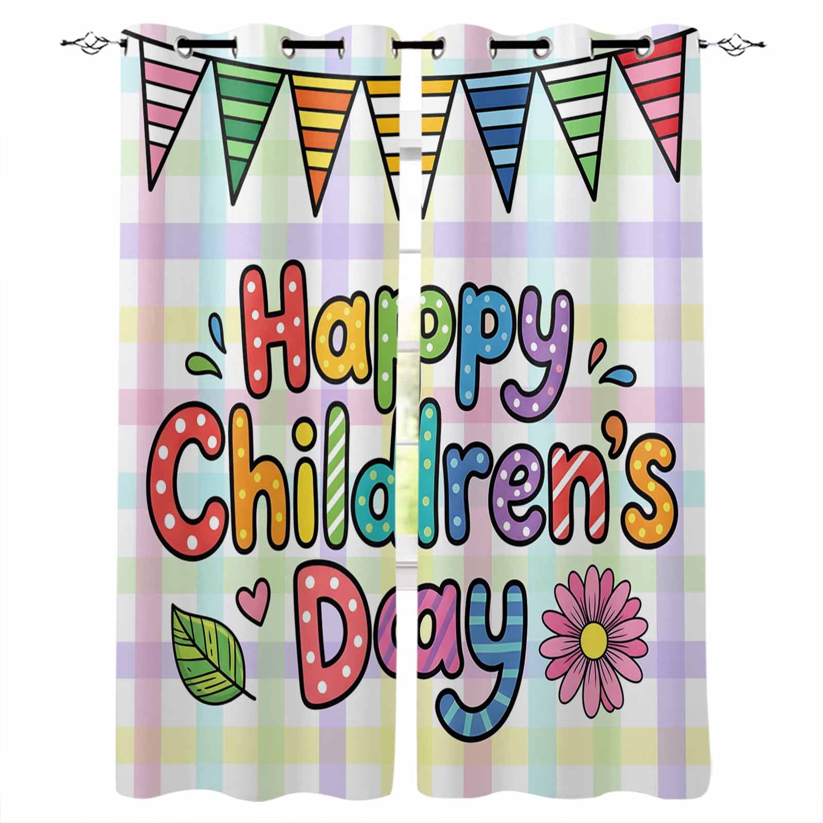 Children's Day Blackout Curtains for Bedroom Living Room Darkening ...