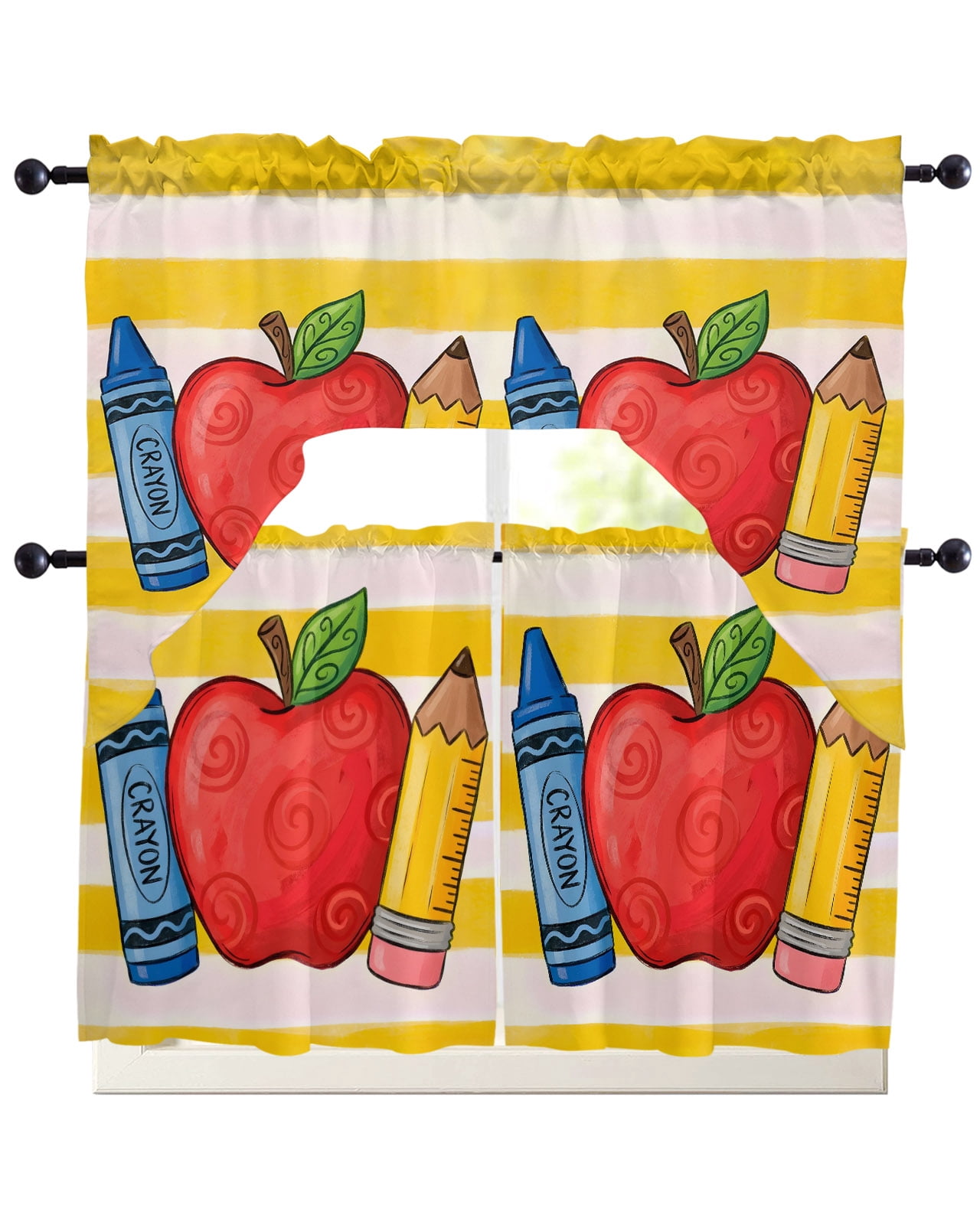 Children's Day Kitchen Curtains Sets 24 Inch Length with Valance, Funny ...