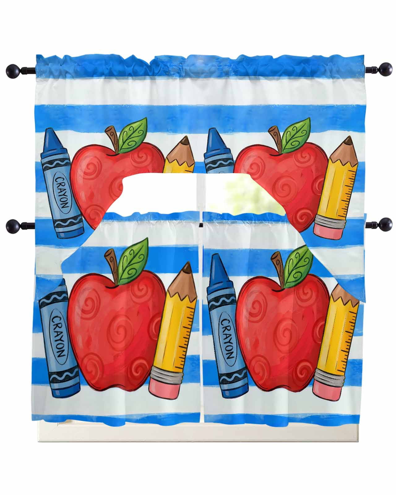 Children's Day Kitchen Curtains Sets 36 Inch Length with Valance, Funny ...