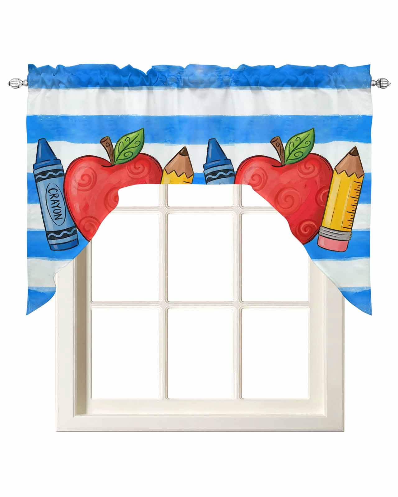 Children's Day Kitchen Swag Valances for Windows, Funny Cartoon Pencil ...