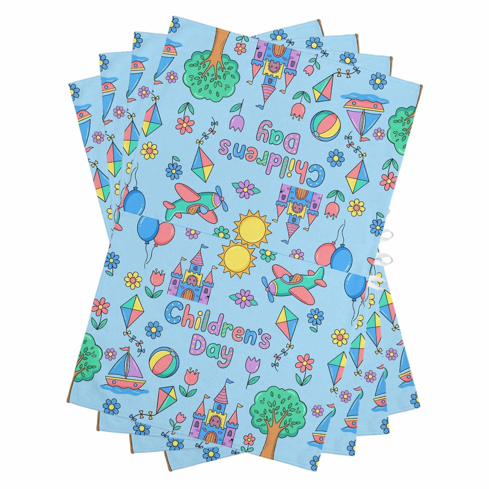 Children's Day Kitchen Towels Set of 4, Water Absorbent Dish Towel ...