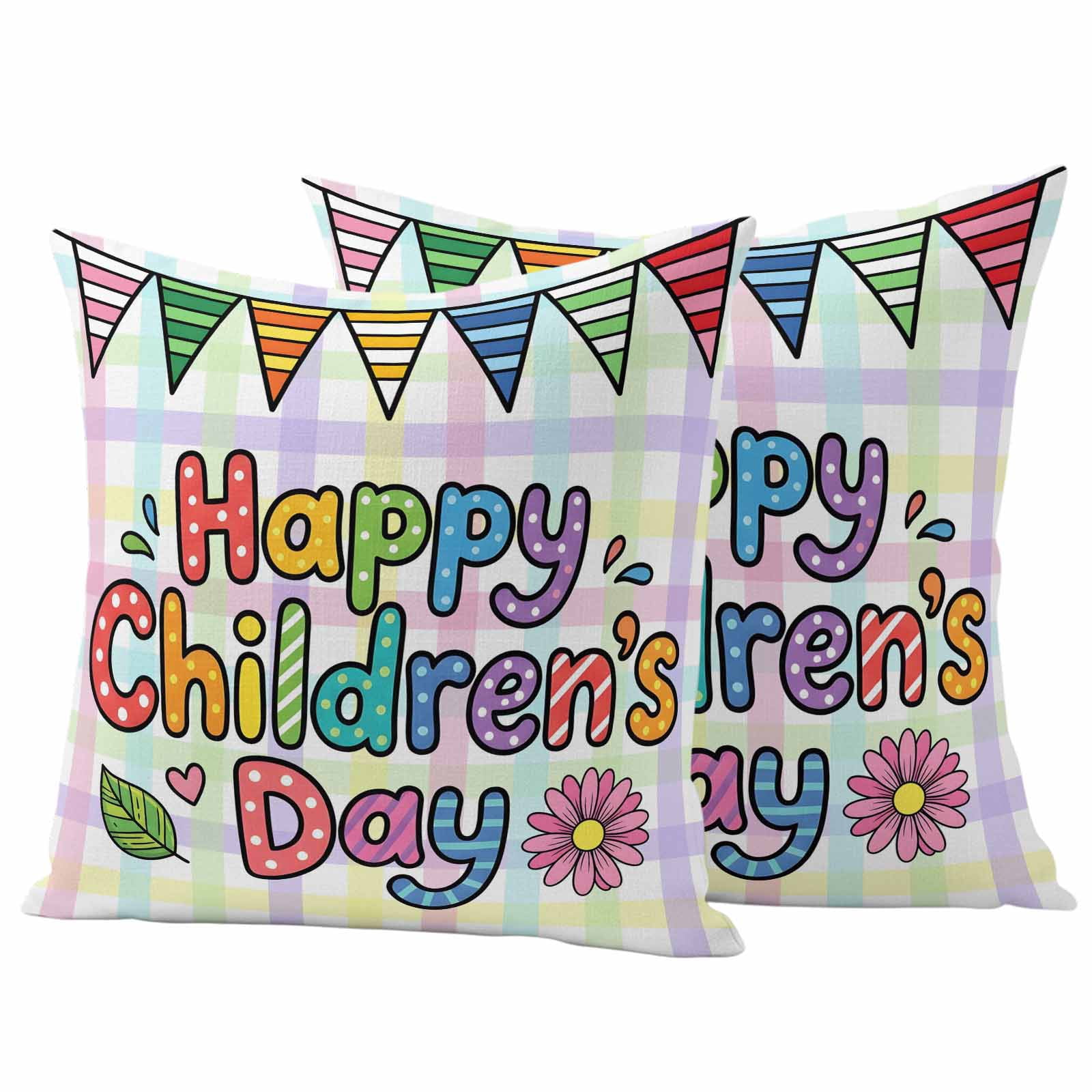 Children's Day Outdoor Waterproof Pillow Covers, Cartoon Colorful Polka ...