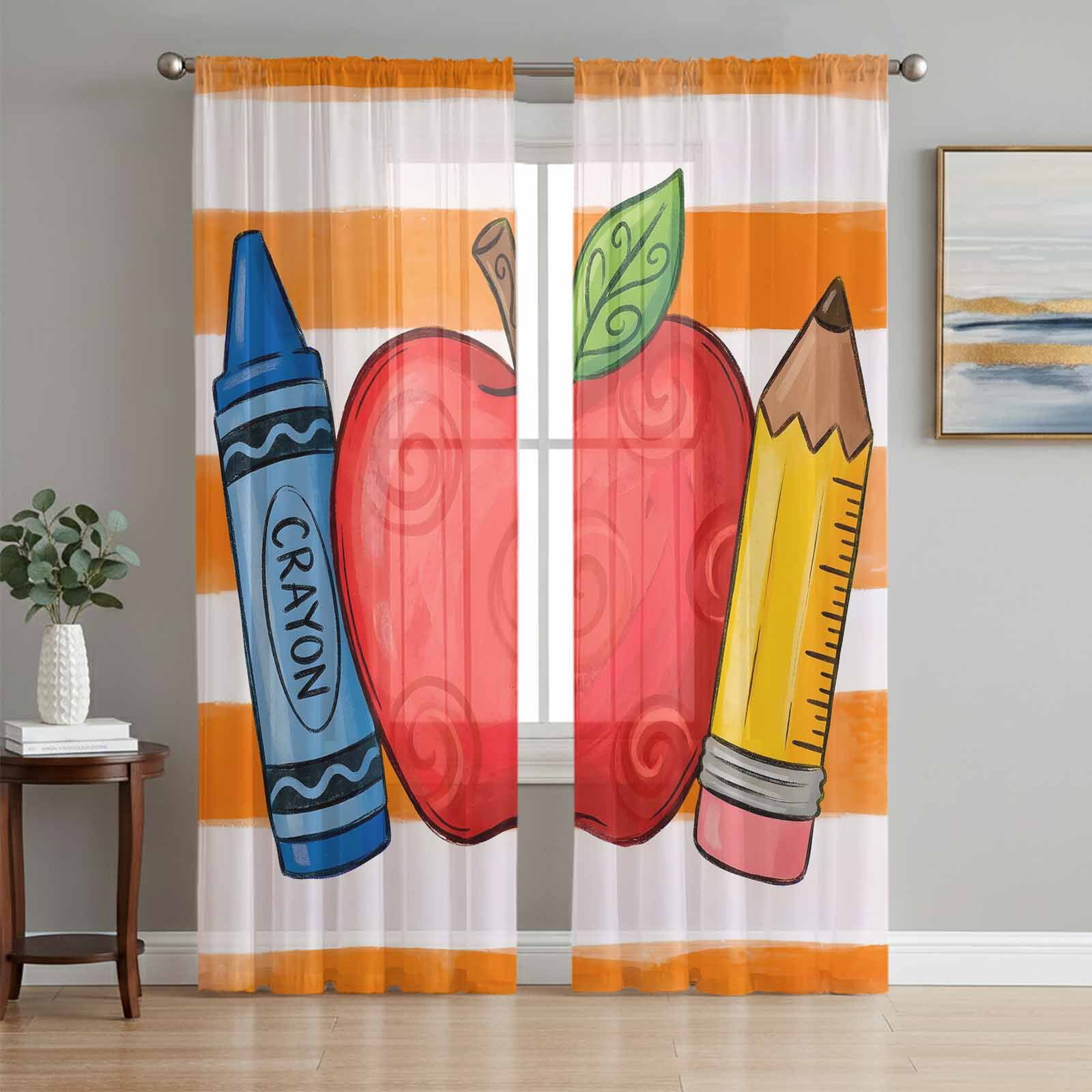 Children's Day Sheer Curtains for Living Room Bedroom Funny Cartoon ...