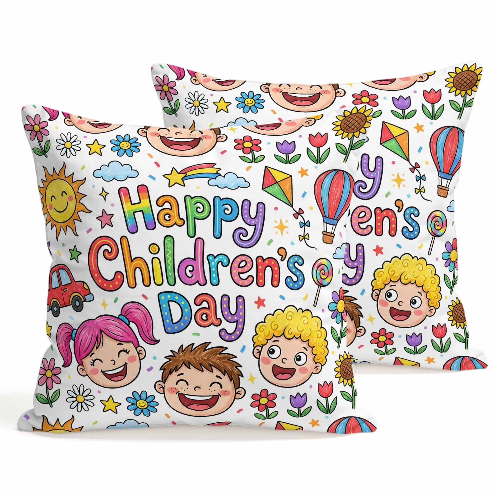 Children's Day Throw Pillow Covers 18 x 18 Inch Pillow Covers Set of 2 ...