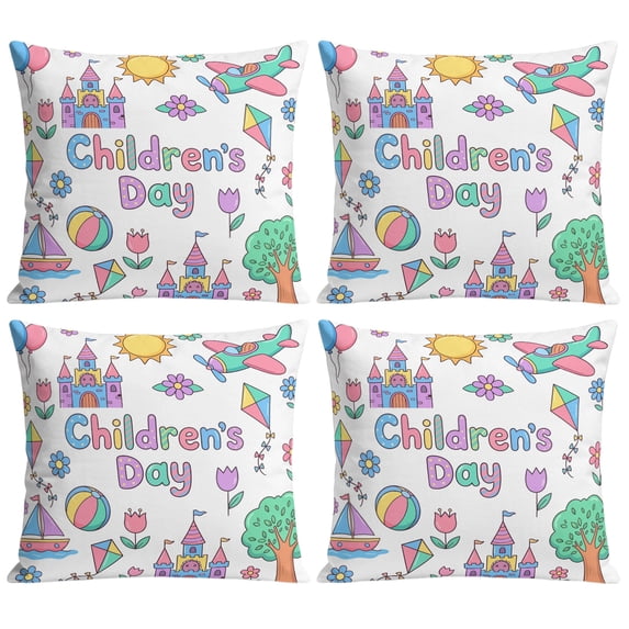 Children's Day Throw Pillow Covers 20 x 20 Inch Pillow Covers Set of 4 ...