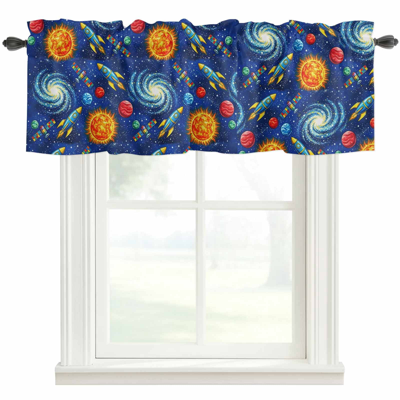 Children's Day Valances for Windows Universe Black Space Satellite ...