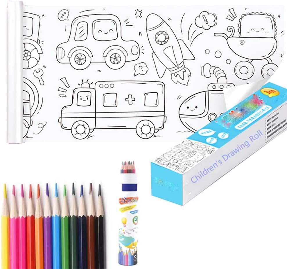 Children's Drawing Roll 11.8x118.1 Inch Paper Roll Vehicles - Walmart.com