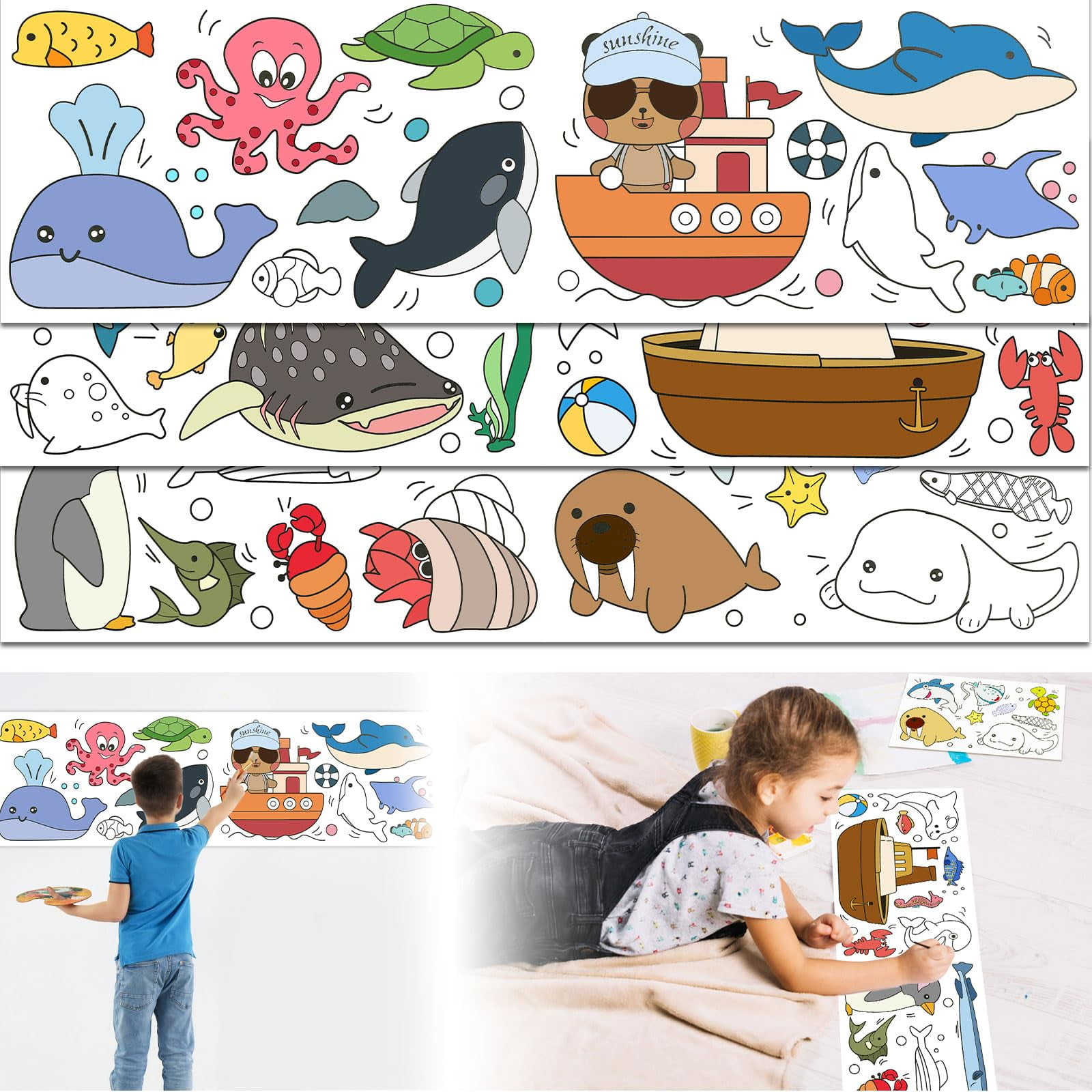 Children's Drawing Roll, Coloring MMF7 Paper Roll for Kids, DIY ...