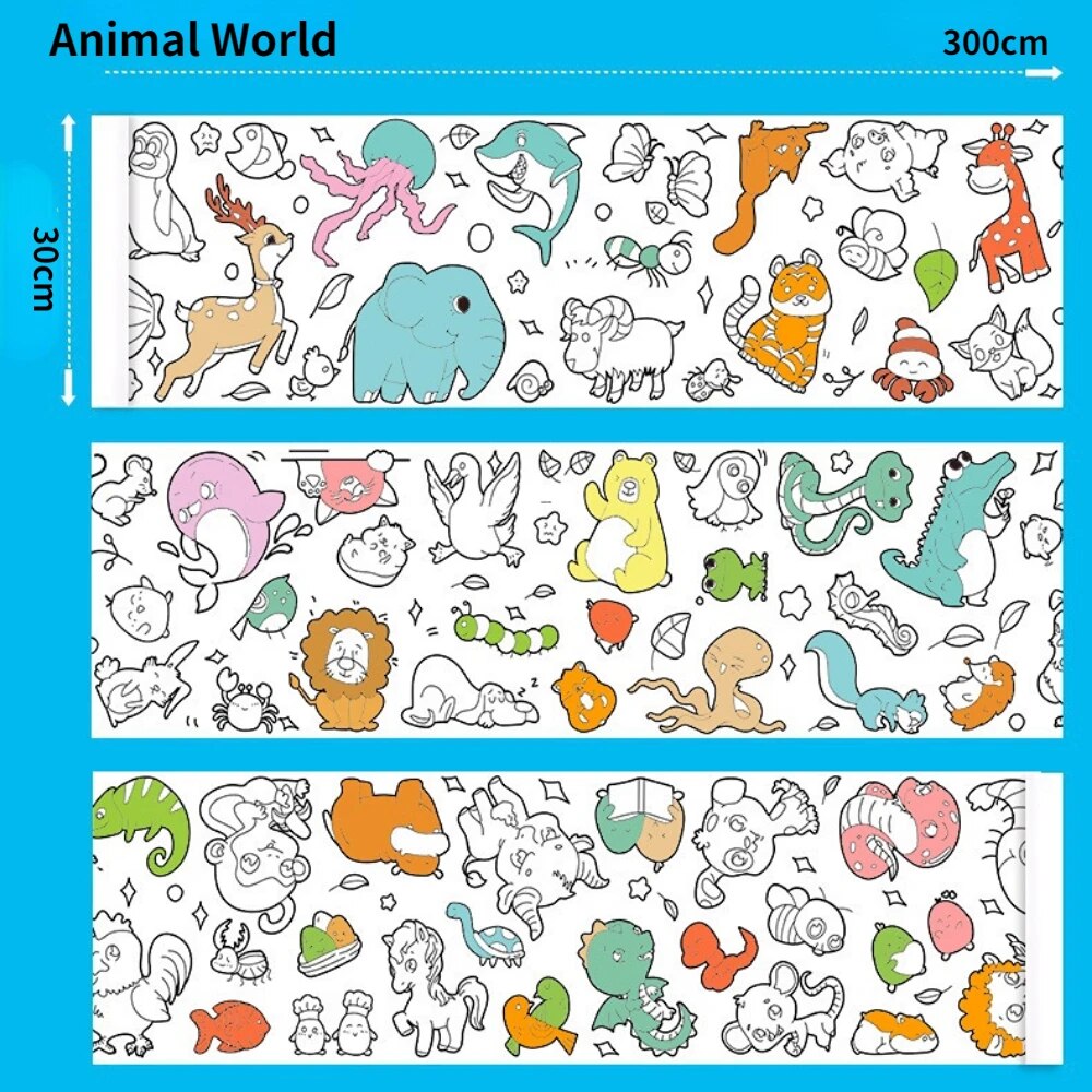Children's Drawing Roll DIY Coloring Paper Roll Color Filling Paper ...
