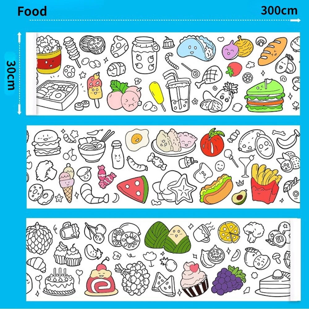 Children's Drawing Roll DIY Coloring Paper Roll Color Filling Paper ...