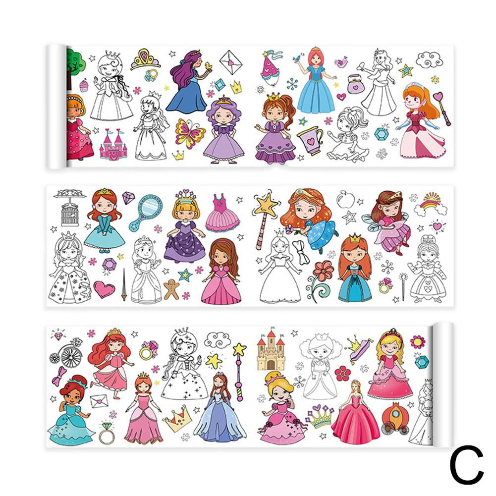 Children's Drawing Roll Sticky Color Filling Paper Graffiti Scroll ...