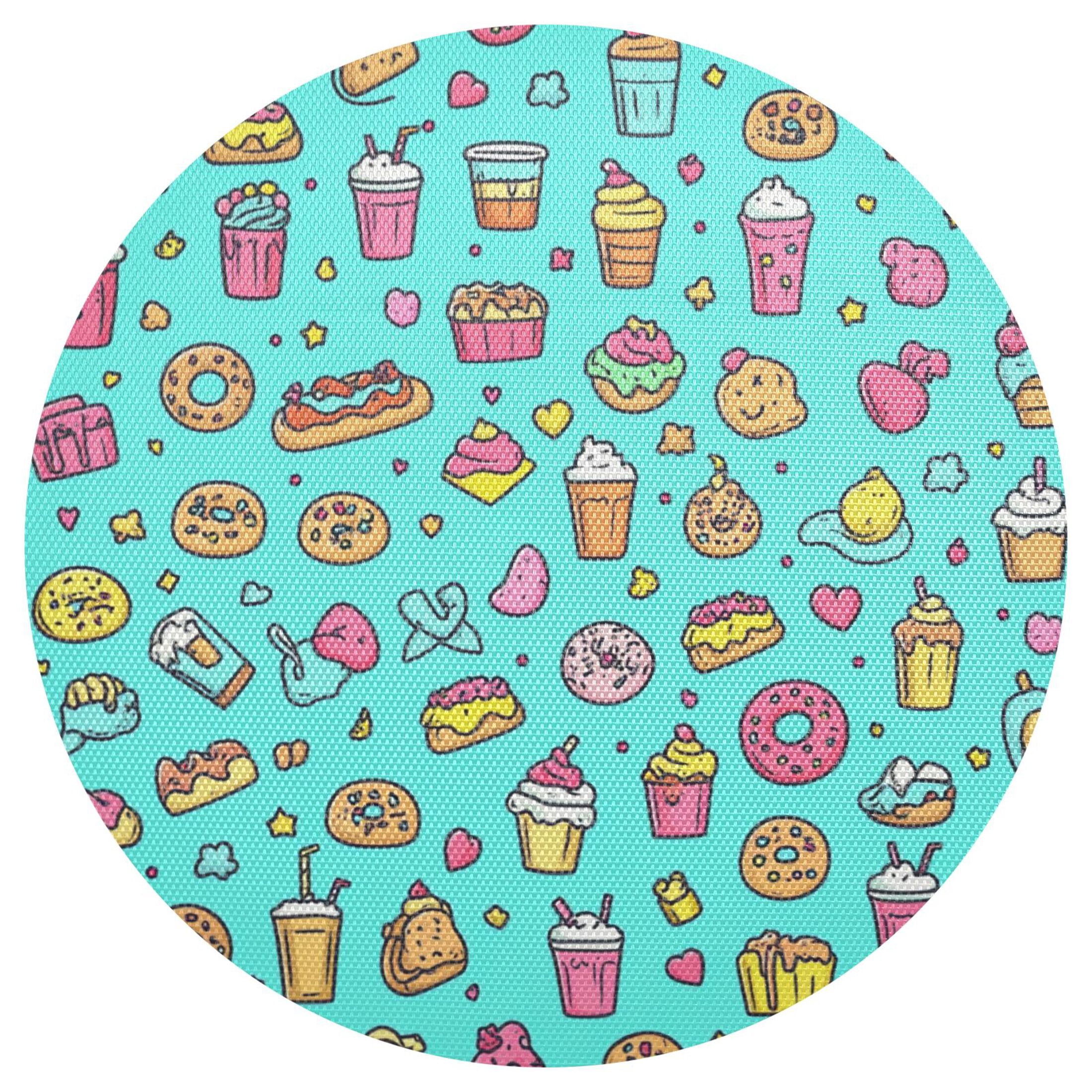 Children's Drawings Food 15.4in Diameter PVC Plate Mat, Heat-Resistant ...