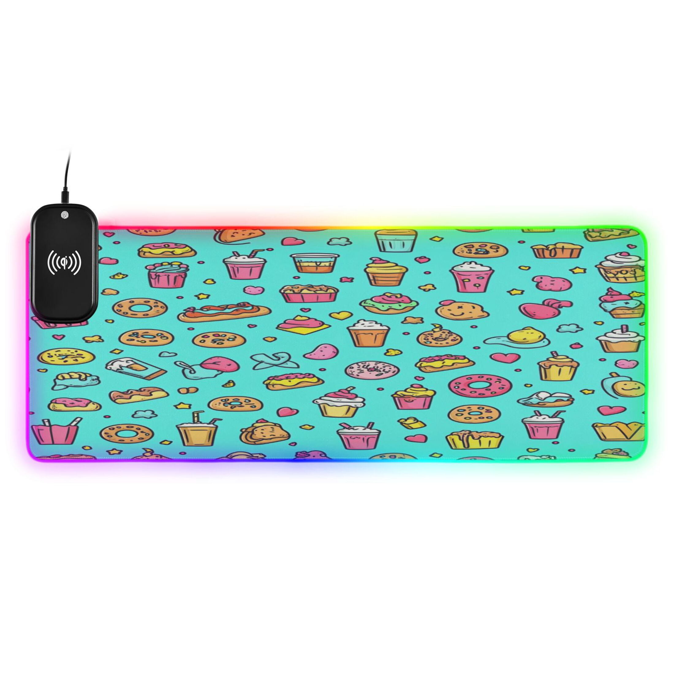 Children's Drawings Food Large RGB Gaming Mouse Pad with Fast Wireless ...