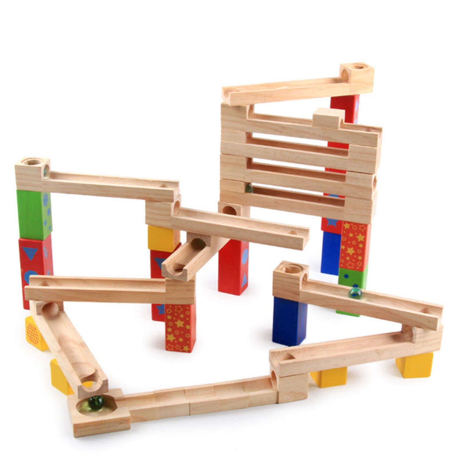 Children's Educational Parent-child Ball Track Slide Blocks Stacking ...