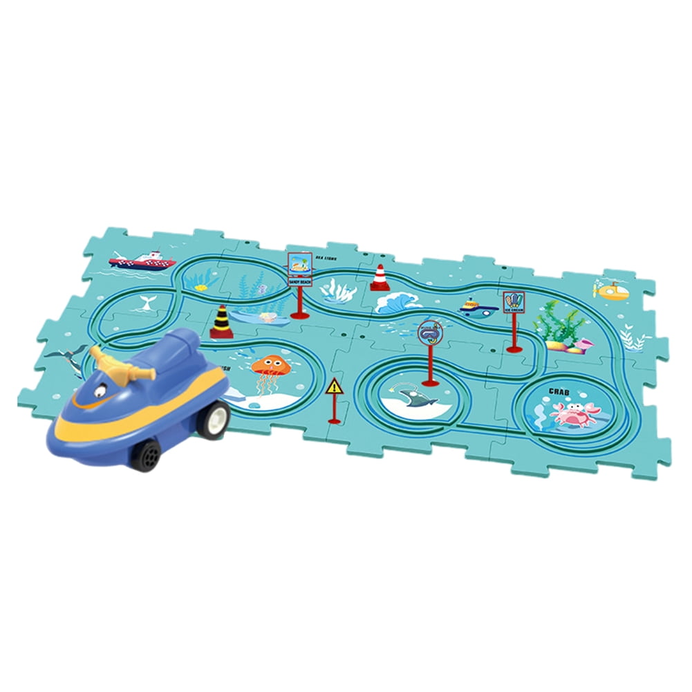 Children's Educational Puzzle Track Car Playset, Children's Racing ...