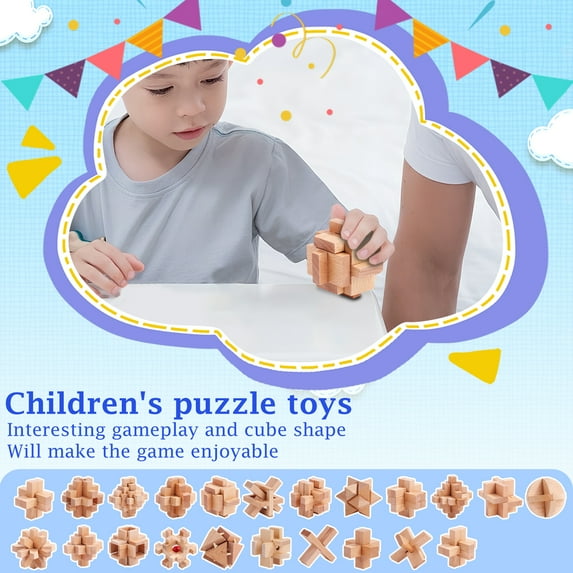 Children's Educational Wooden Puzzle Set - Kongming Lock & Luban Lock ...