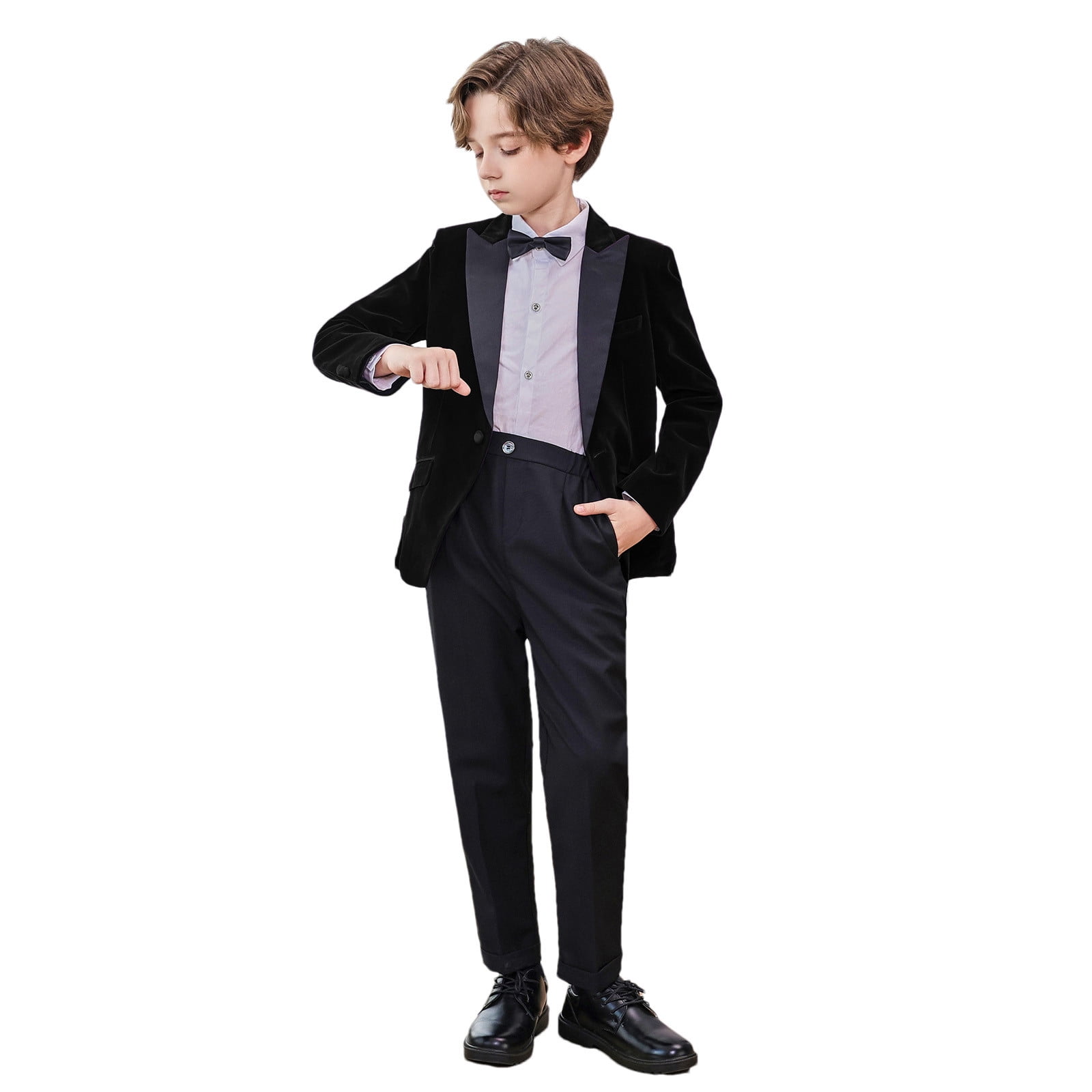 Children's Formal Suits 4PC Set Blazer Pants Shirt Bow Tie Classic ...