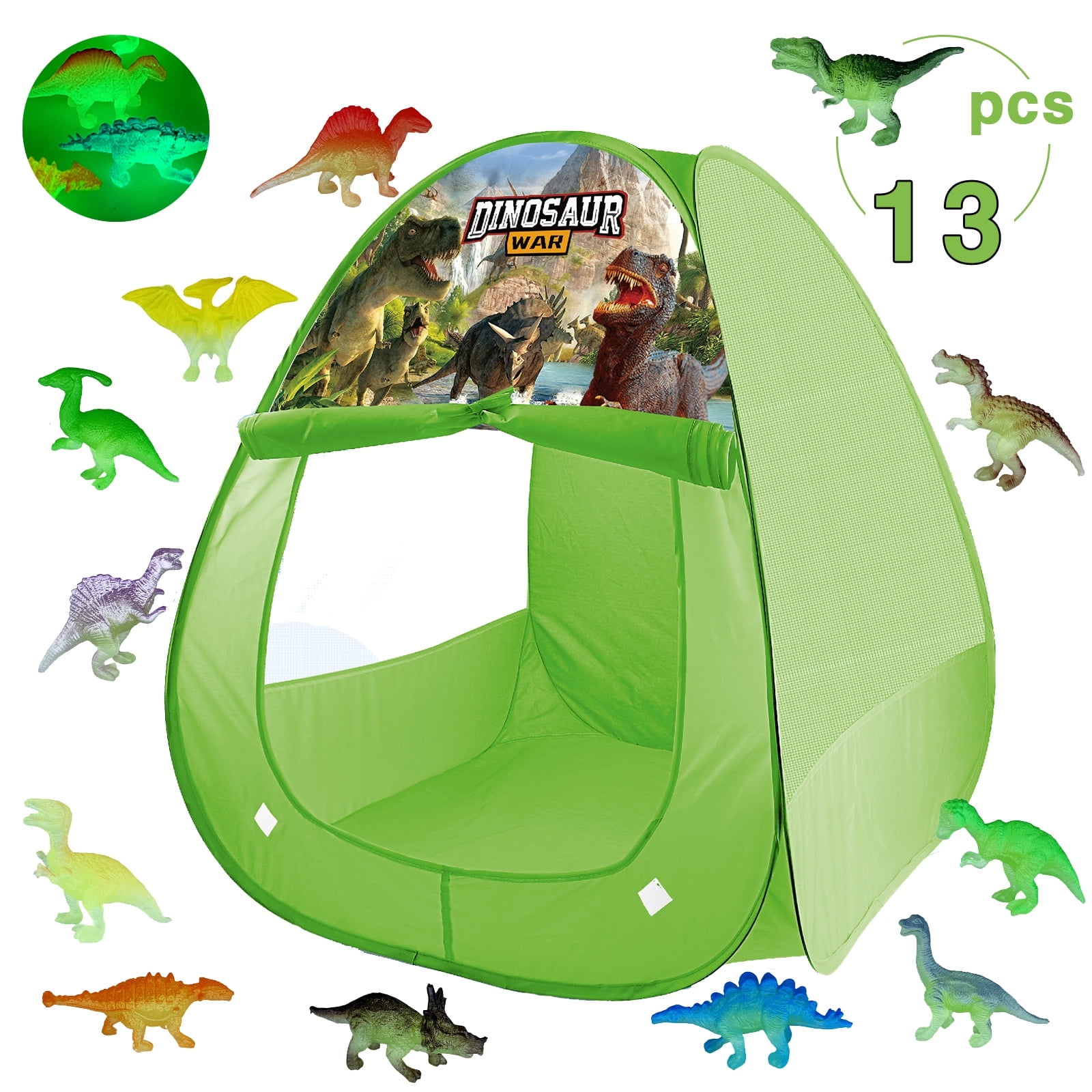 Children's Game Tent with 12 Glowing ABS Dinosaur Toy Set, Automatic ...