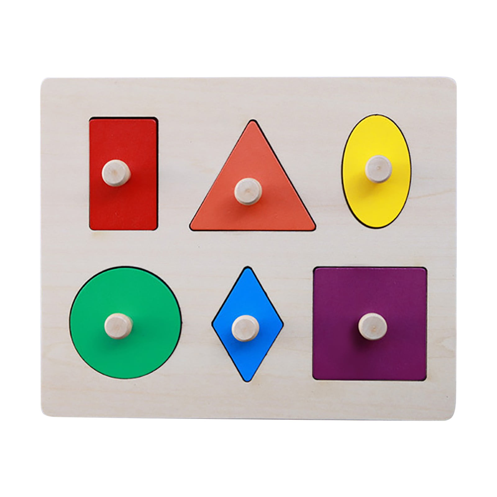 Children's Geometric Shape Panel Wooden Toy - Shape Matching and Color ...