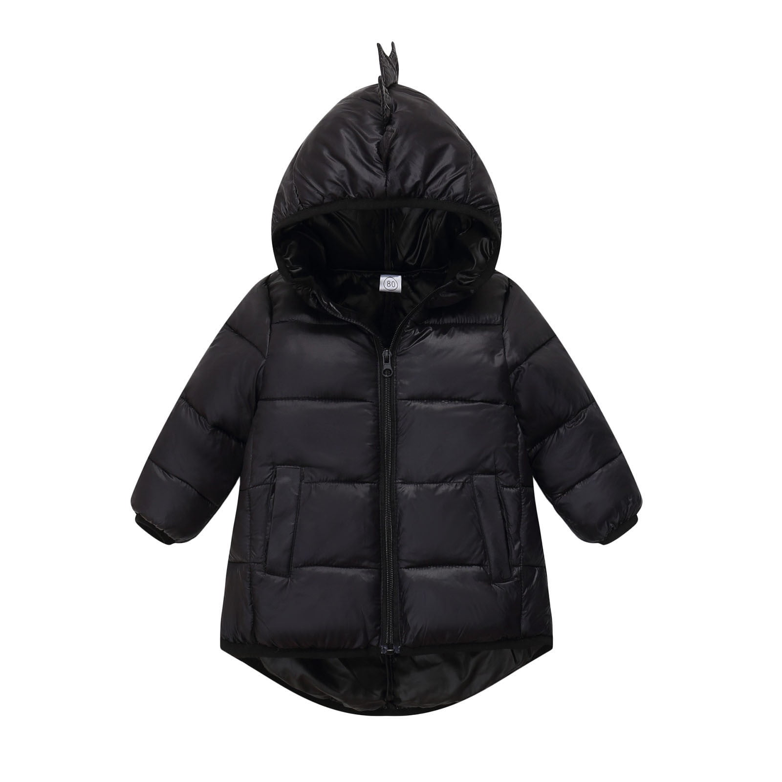 Children's Girls Boys Padded Jackets Solid Color Hooded Zipper Thin Down Jacket Casual Warm Coat ...