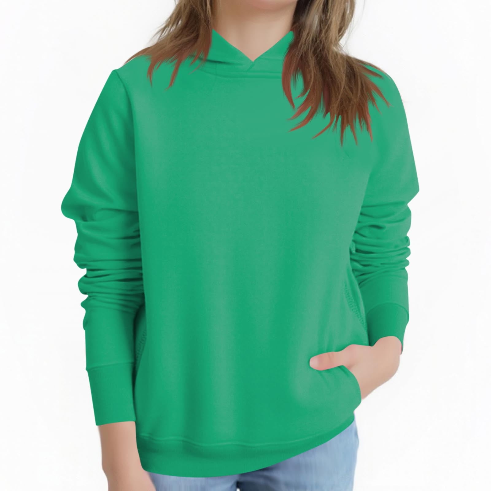 Children's Girls Hoodies Solid Color Long Sleeve Hooded Tops ...