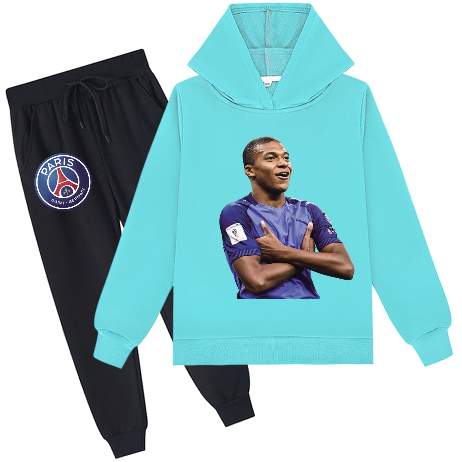 Children's Graphic Hoodie Set Mbappé Pullover Hooded Sweatshirt and ...