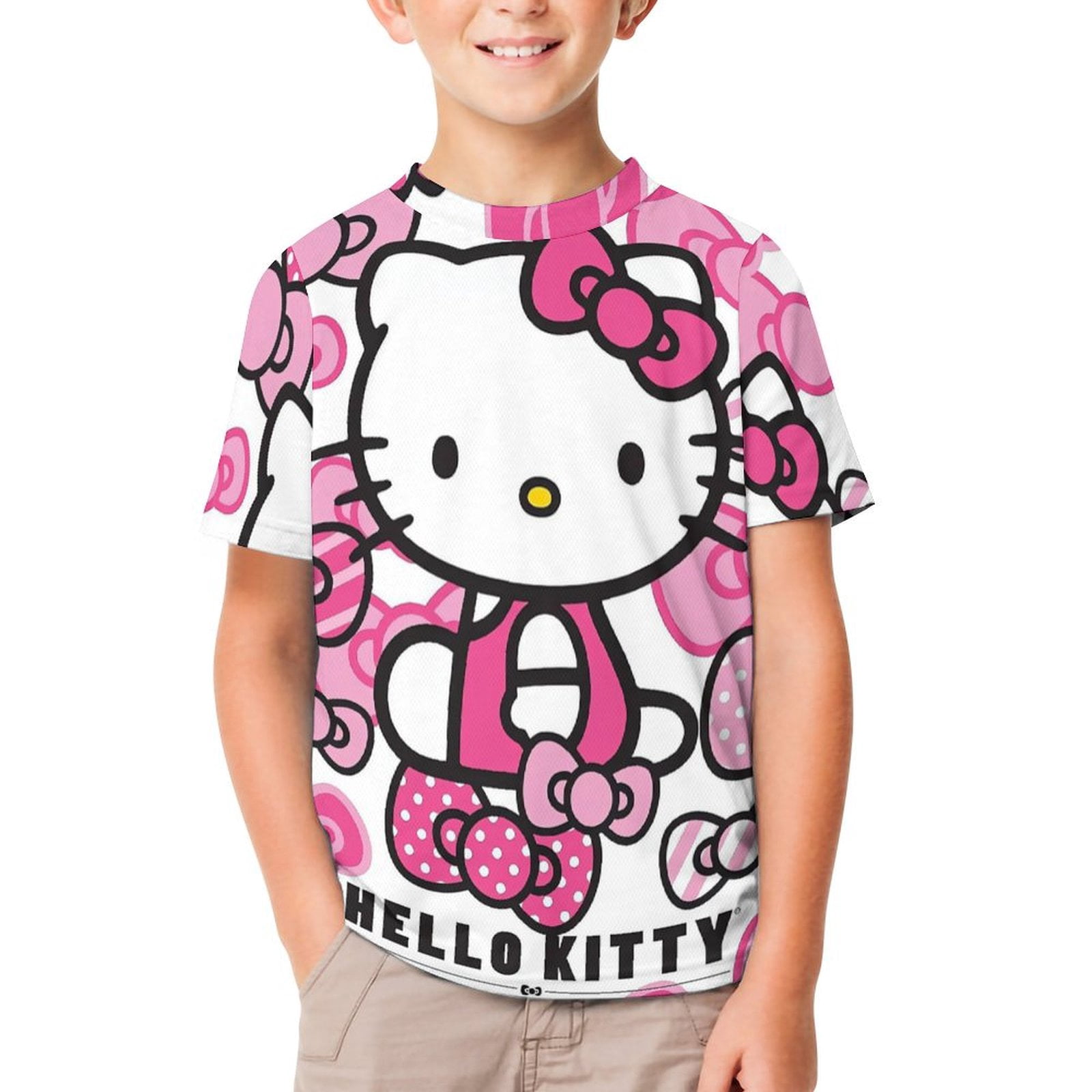 Children's Hello_Kitty T-Shirt 3D Printed Short Sleeve Novelty Crewneck ...