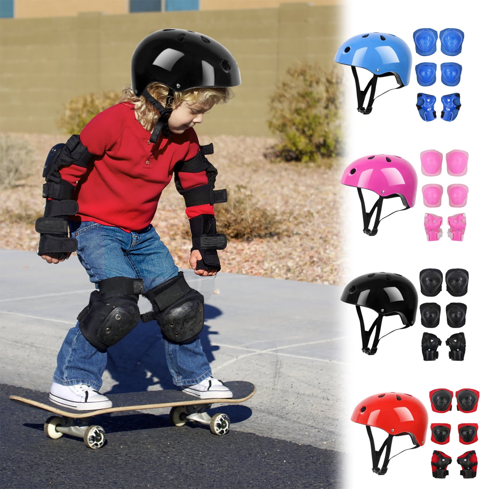 Children's Helmet and Pad Set 7 Piece Protective Gear for Biking ...