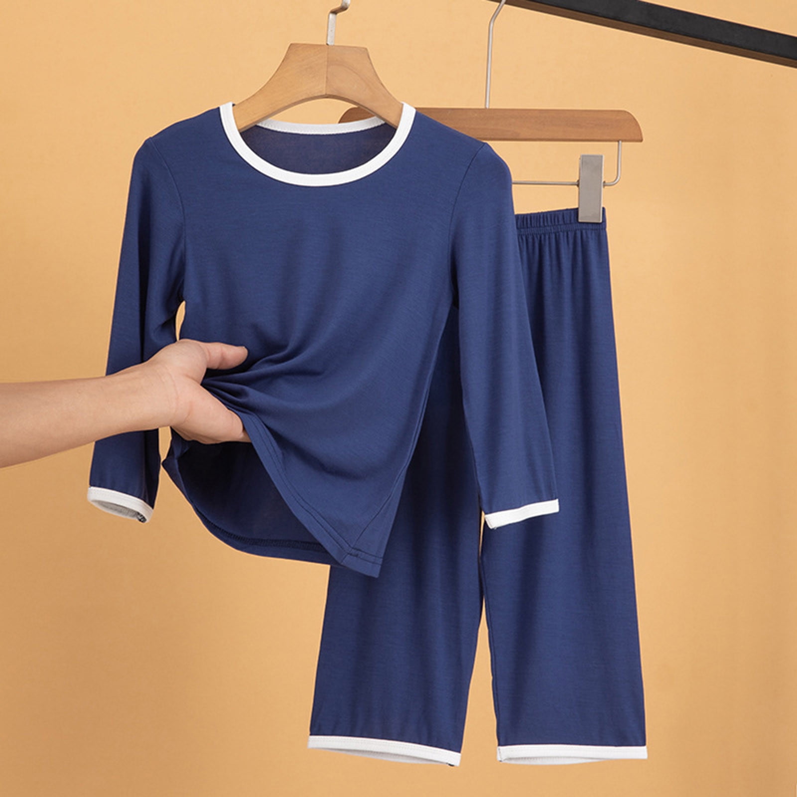 Children's Homewear Boys Girls Autumn Winter Long Sleeve Solid Color ...