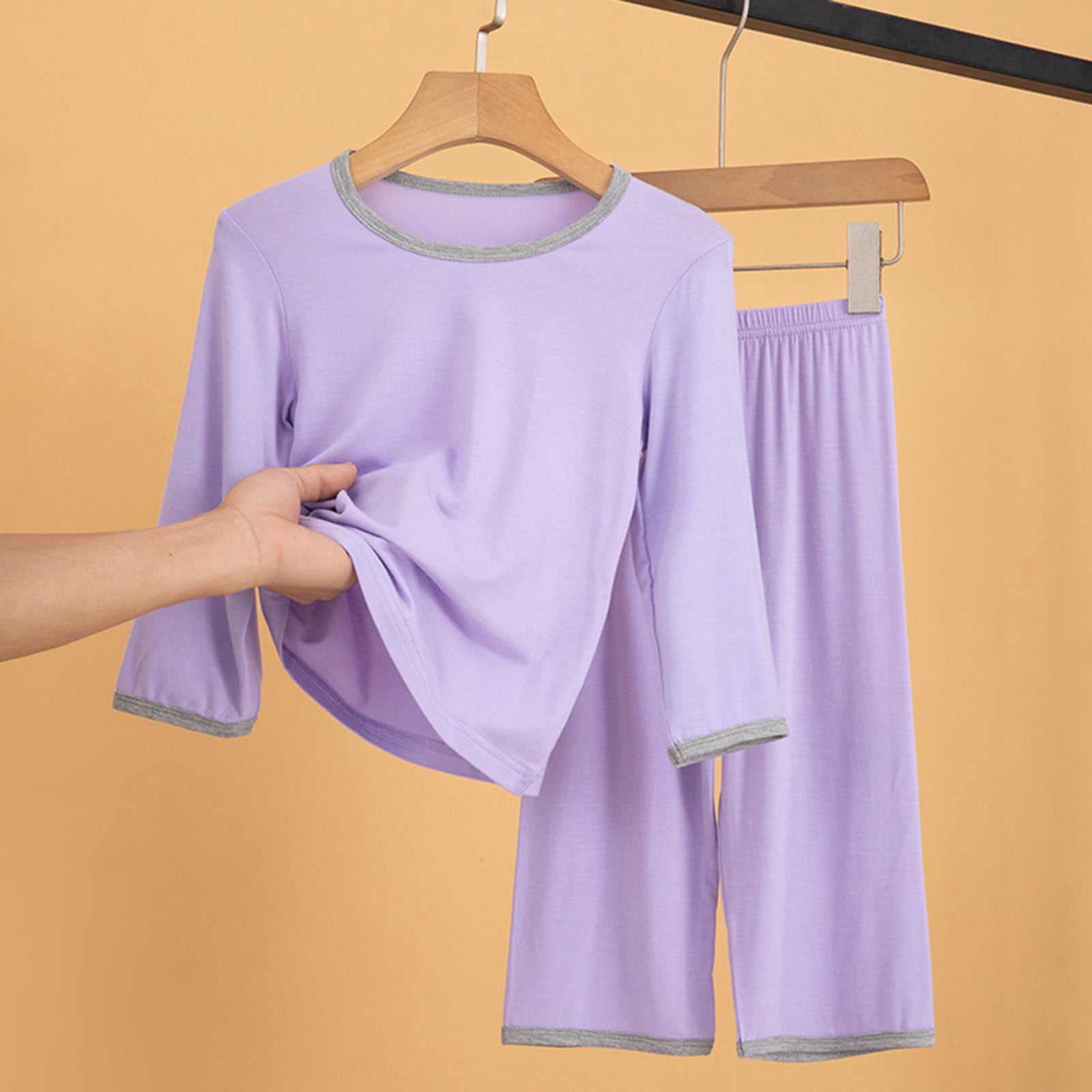 Children's Homewear Boys Girls Autumn Winter Long Sleeve Solid Color ...