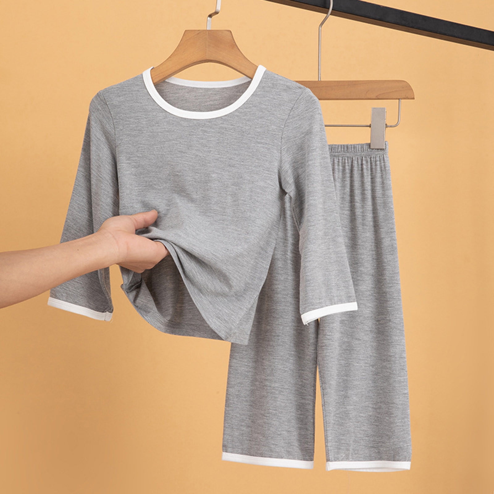 Children's Homewear Boys Girls Autumn Winter Long Sleeve Solid Color ...