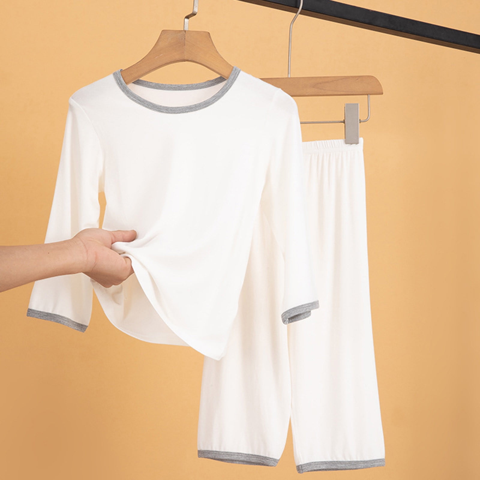 Children's Homewear Boys Girls Autumn Winter Long Sleeve Solid Color ...