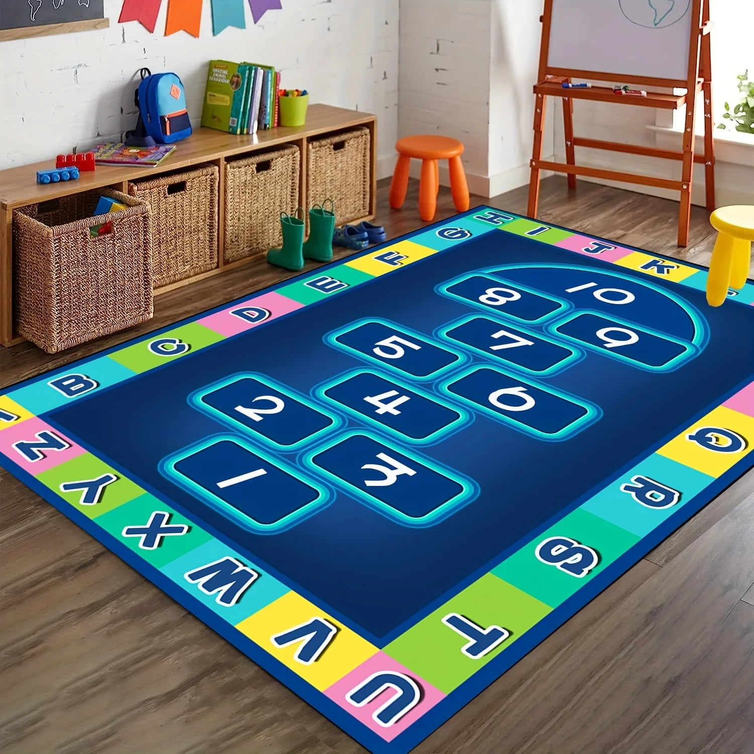 Children's Hop Count Hopscotch Large Area Rugs ABC Alphabet Education ...