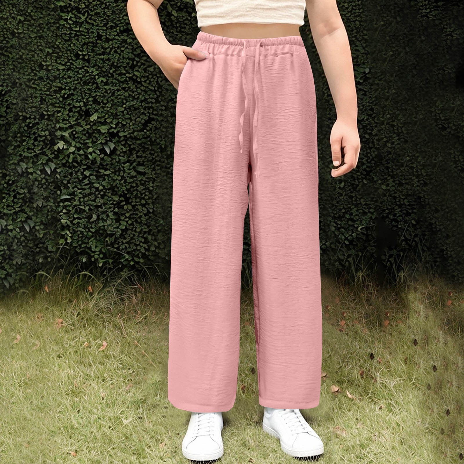 Children's Ice Silk Wrinkle Drawstring Pocket Pants For Boys And Girls ...
