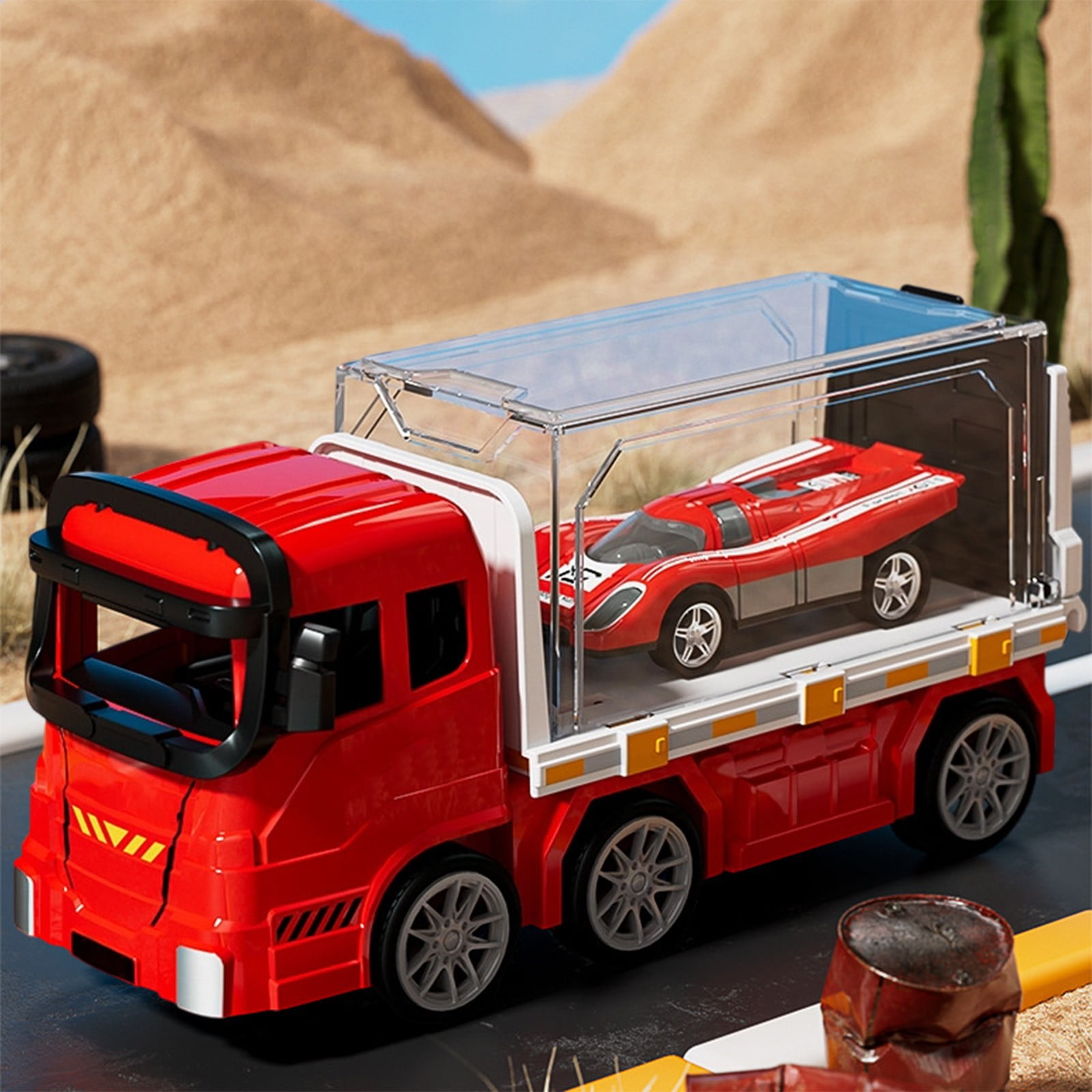 Children's Inertial Container Truck Toy Boy's Drop Alloy Container Flat ...