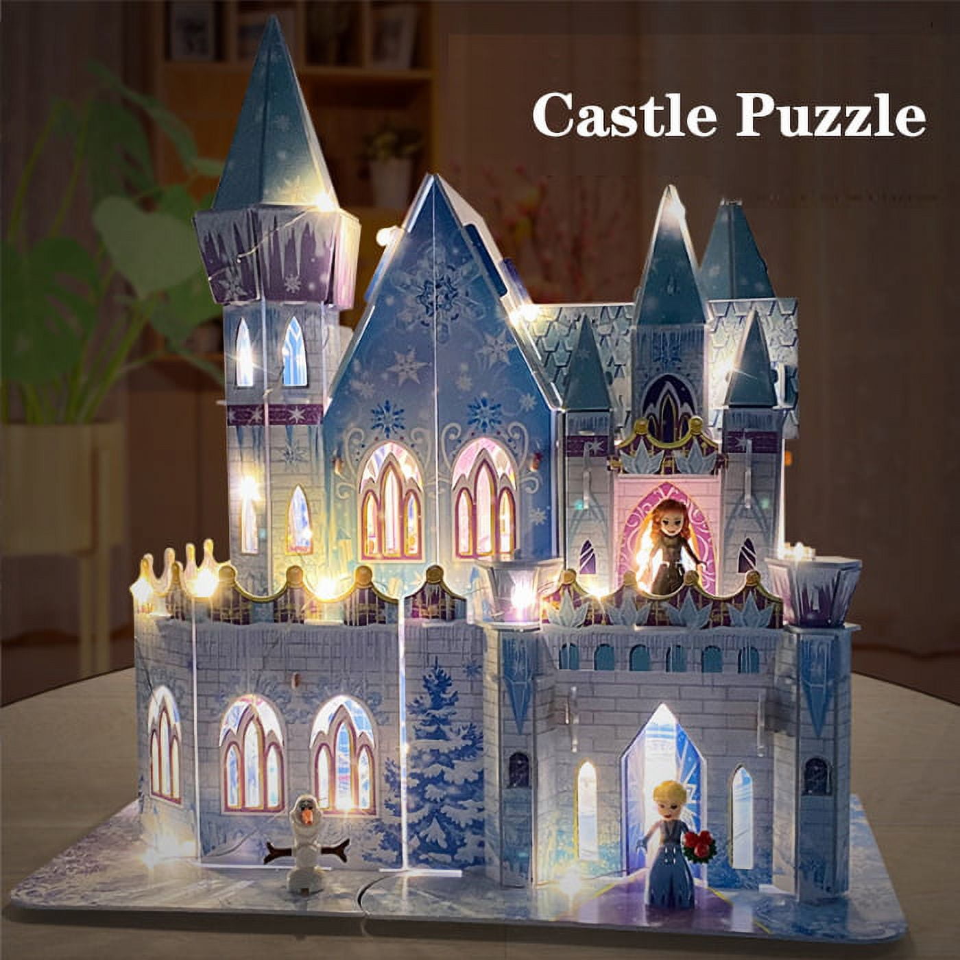 Children's Jigsaw Puzzle Girl 3D Stereoscopic Castle Puzzle with LED ...