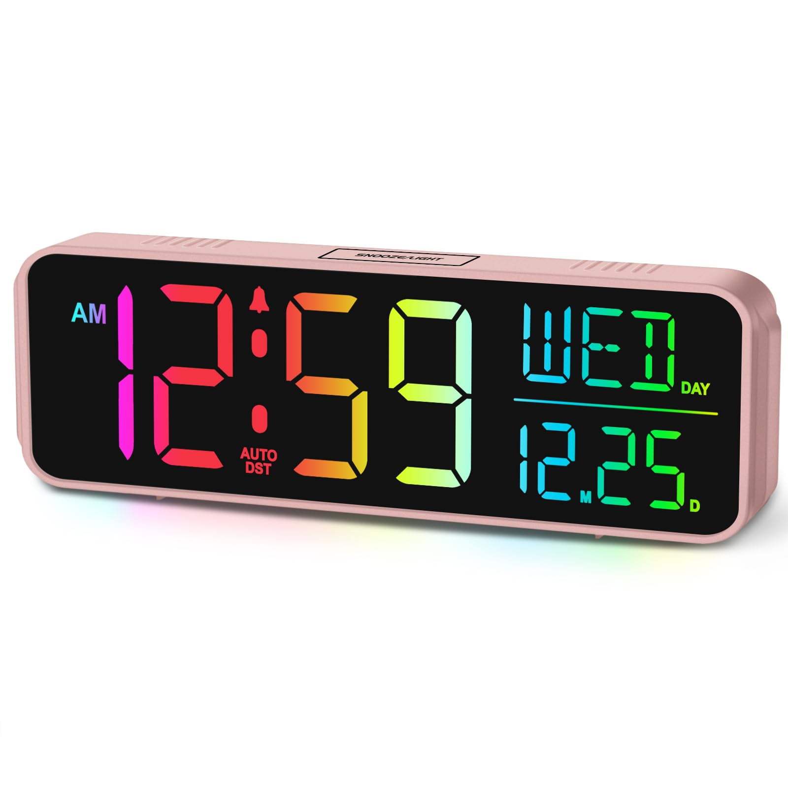Children's LED Alarm Clock for Bedroom, Large Numbers Display Date Day ...