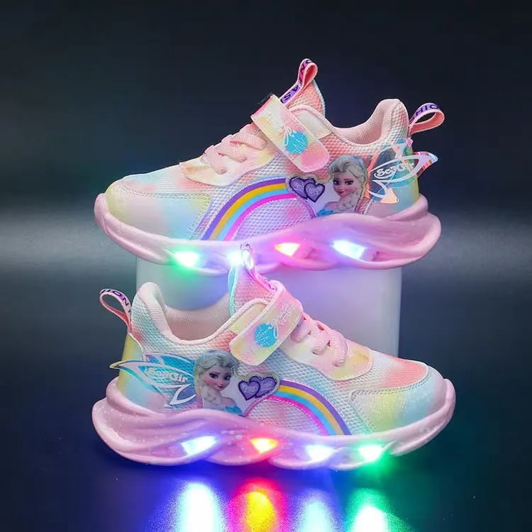 Children's LED Casual Shoes Girls Breathable Non-Slip Light-Up Sneakers ...